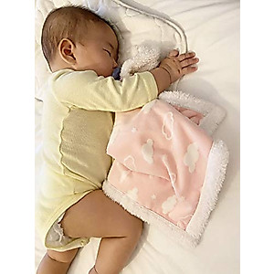 American Baby Company Heavenly Soft Chenille/Sherpa Security Blanket, 3D Pink Cloud, 14" X 14", for Boys & Girls