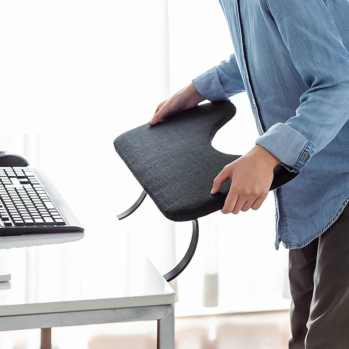 LIJCC Keyboard Tray Ergonomics Desk Extender Tray Foldable, Clamp on Keyboard Drawer Table Mount Armrest Shelf Stand Slide Computer Elbow Arm Support Easy to Clean/#B Under Desk Keyboard Drawer