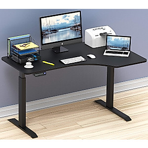 SHW 55-Inch Large Electric Height Adjustable L-Shaped Standing Desk with Right Facing Corner, Black