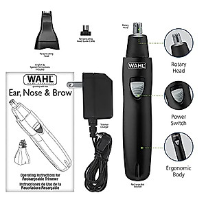 Wahl Groomsman Rechargeable Personal Pen Trimmer & Detailer for Hygienic Grooming with Rinsable, Interchangeable Heads for Eyebrows, Neckline, Nose, Ears, & Other Detailing - Model 3023284