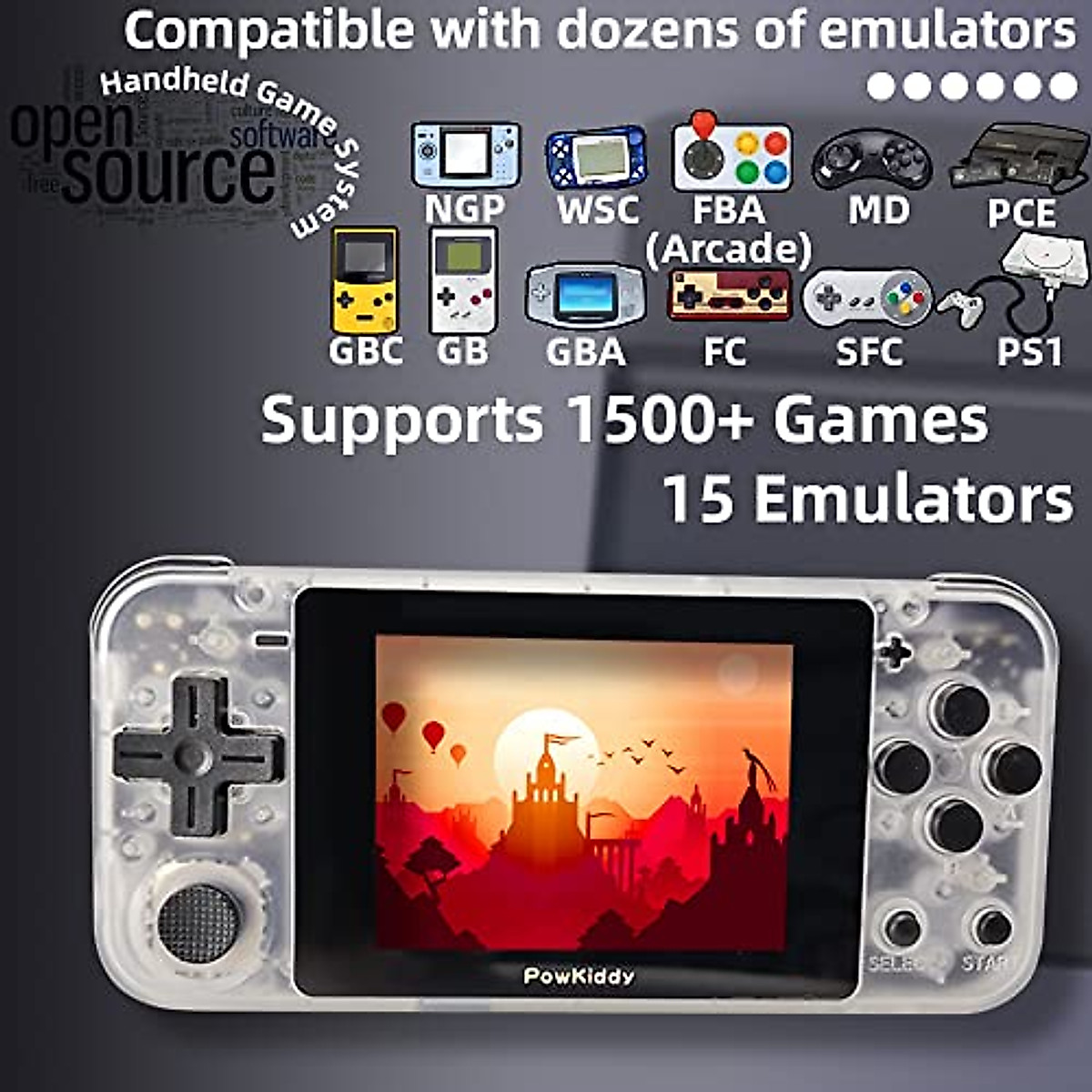Q90 Handheld Game Console 3 inch Retro Handheld Video Games Consoles Built-in Classic Games Rechargeable Battery Portable Style Hand Held Game Consoles System Transparent
