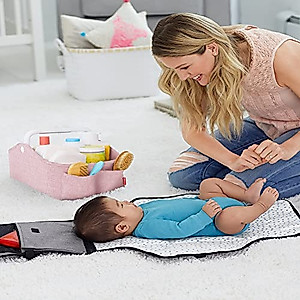 Skip Hop Diaper Caddy Organizer with Touch Sensor Night Light, Nursery Style, Pink Heather