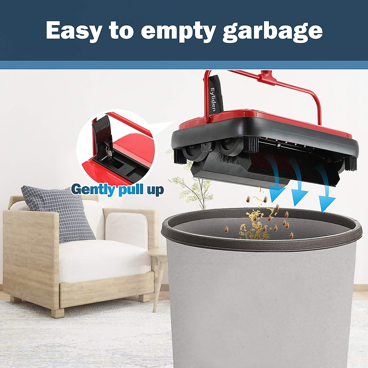 Eyliden Carpet Sweeper, Mini Size Lightweight Hand Push Carpet Sweepers - No Noise, Non-Electric - Easy Manual Sweeping, Automatic Compact Broom Only for Carpet Cleaning
