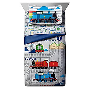Jay Franco Thomas & Friends Rail Run 4 Piece Toddler Bed Set - Includes Comforter & Sheet Set Bedding - Super Soft Fade Resistant Microfiber (Official Mattel Product)