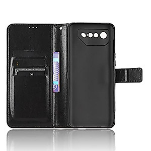 Kukoufey Case for Asus ROG Phone 7 Leather Case,Flip Leather Wallet Cover Case for Asus ROG Phone 7 Ultimate Case Black
