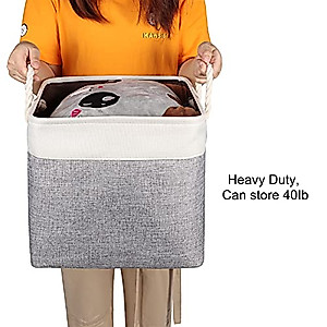 Univivi Foldable Storage Basket Fabric 13 inch Cube Storage Bins with Hard Bottom &Sturdy Handles Storage Cube for Shelf Closet Home (Grey , 4-Pack)