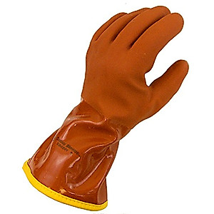 Bellingham SB4601L Snow Blower Insulated Gloves, 100% Waterproof Double-Dipped PVC Coating, Flexible to -4° Fahrenheit, Large,Orange