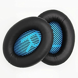 Replacement Ear Cushions for Bose Around Ear 2, AE2, AE2i, QC2, QC15, QC25,QC35, SoundTrue and SoundLink Headphones - NOT Compatible with Bose TP1a Headphones (Black+Blue)