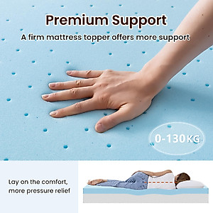 UniPon 4 Inch Firm Mattress Topper Twin, Gel Infused Ventilated Bed Topper for Back Pain Relief - Firm Foam Mattress Topper, CertiPUR-US Certified
