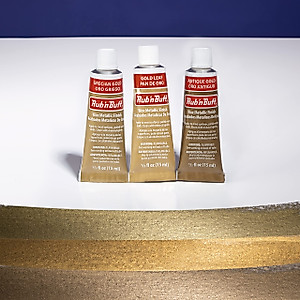 AMACO Rub n Buff Wax Metallic Finish 3 Color Kit - Antique Gold Grecian Gold and Gold Leaf 15ml Tubes - Versatile Gilding Wax for Finishing Furniture Antiquing and Restoration - 3 Rub and Buff Colors