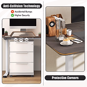 Tangkula 55 x 28 Inch Large Electric Standing Desk, Height Adjustable Sit to Stand Desk with Powerful Motor & Anti-Collision Design, Ergonomic Stand Up Workstation with Metal Frame, Home Office Desk