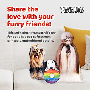 Peanuts: 8" Snoopy Peace & Love Plush Ring Squeaker Pet Toy | Peanuts for Pets 8" Snoopy Love Squeaky Pet Toy | Peanuts Dog Toys, Snoopy | Love Gifts for Pets, Snoopy Rainbow Toys for Dogs