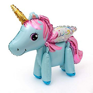 6 Pack 3D Unicorn Balloons Walking Animal Balloons Aluminum Foil Balloons for Birthday Party Decorations Supplies Wedding Baby Shower Decoration, 6 Style