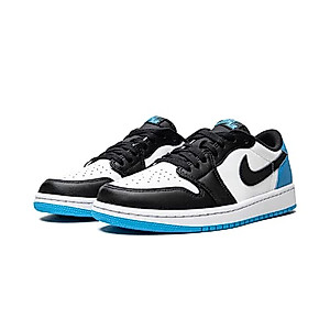 Jordan Nike Women's Air 1 Low UNC Basketball Shoe, White/Dark Powder Blue/Black, 6