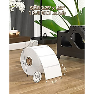 MUNBYN 2.25 in x 1.25 Inch Direct Thermal Labels, Self-Adhesive Address Shipping Thermal Stickers, BPA&BPS Free Barcode Thermal Papers-1 Roll,1000 Labels