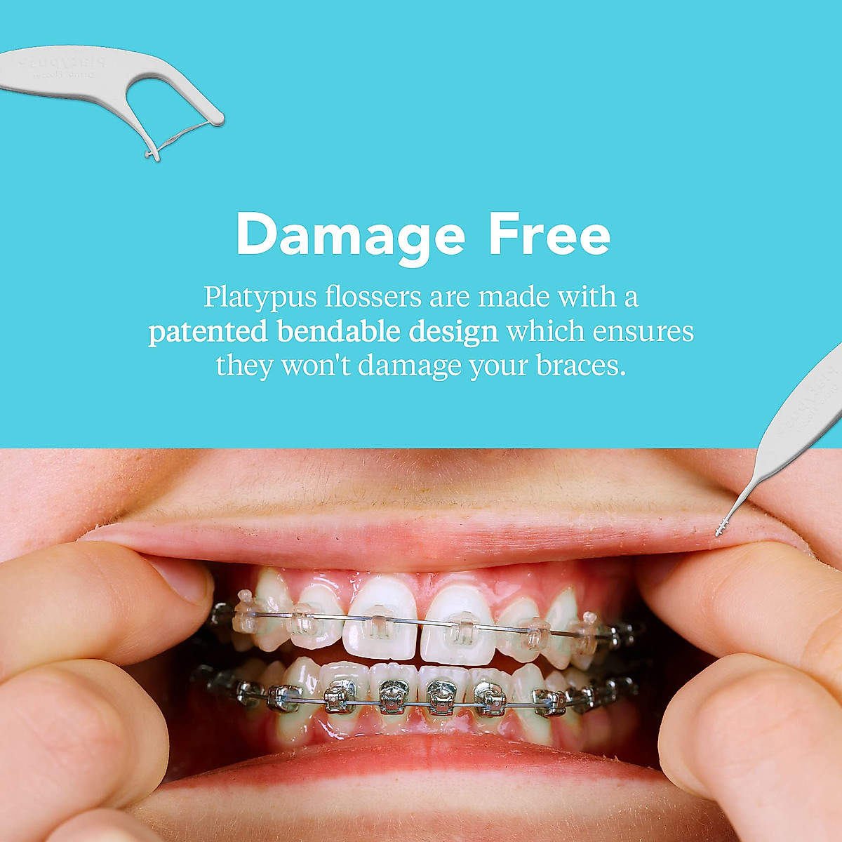 Platypus Orthodontic Flossers - Dental Floss Picks for Braces and Orthodontic Toothbrush Bundle - 2 Packs Ortho Flossers and 1 Ortho Toothbrush