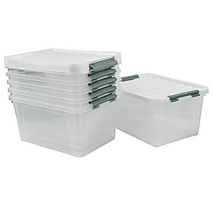 Saedy 6 Pcs Large Clear Storage Box, 35 Qt Plastic Bins with Lids for Versatile Storage