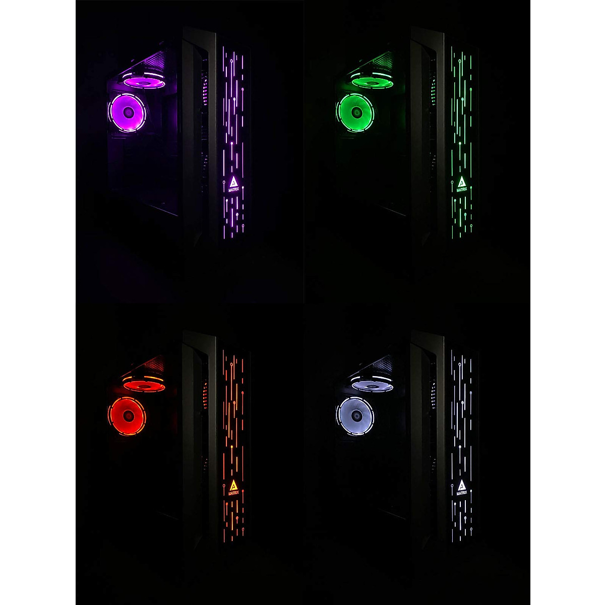 Apevia Matrix-PK Mid Tower Gaming Case with 1 x Tempered Glass Panel, Top USB3.0/USB2.0/Audio Ports, 4 x RGB Fans, Pink Frame