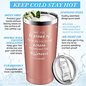 Rtteri 6 Sets Employee Appreciation Gifts for Coworkers Christmas Thank You Gifts for Men Includes May You Be Proud Stainless Steel Tumbler and Work Keychain Inspirational Wine Glasses