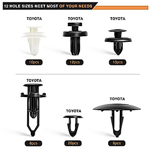 GOOACC 166 Pcs Car Retainer Clips &Screw Grommets - 12 Most Popular Sizes & Applications for GM Toyota Honda Nissan Mazda - Bonus Fastener Remover