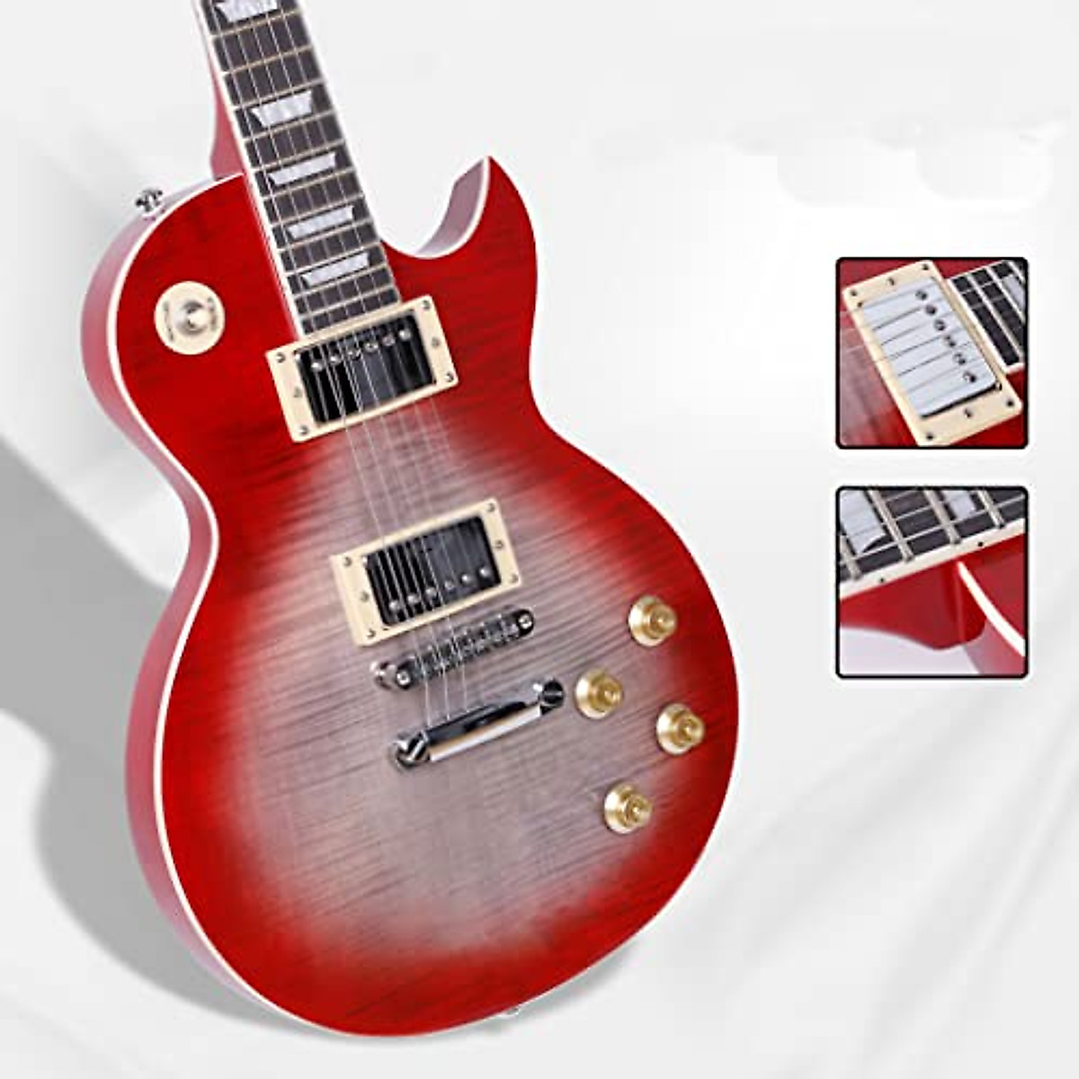 Leo Jaymz 39” Electric Guitar Single Cut Series - Mahogany Body and Neck - Curved top Exquisite Flame Maple Veneer (RedBurst)