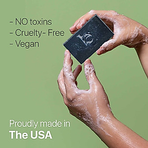 Peppermint Tea Tree Charcoal Facial Bar Soap - USA Made with Natural & Organic Ingredients, Face Wash Black Soap Bar for Acne, Eczema & Psoriasis, Detoxifying Charcoal for Oily & Sensitive Skin