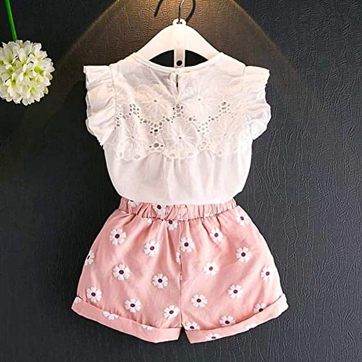 Happy Town Toddler Kids Baby Girls Outfits Clothes T-Shirt Blouse Tops and Floral Shorts Pants Suit 2PCS Set (2T, Pink)