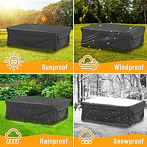 Velway Patio Furniture Set Cover - Heavy Duty 420D Waterproof Weatherproof Sofa Couch Set Covers Garden Dining Table Chair Set Cover with Reflective Tape Rectangular 98"L x 78"W x 32"H - Black