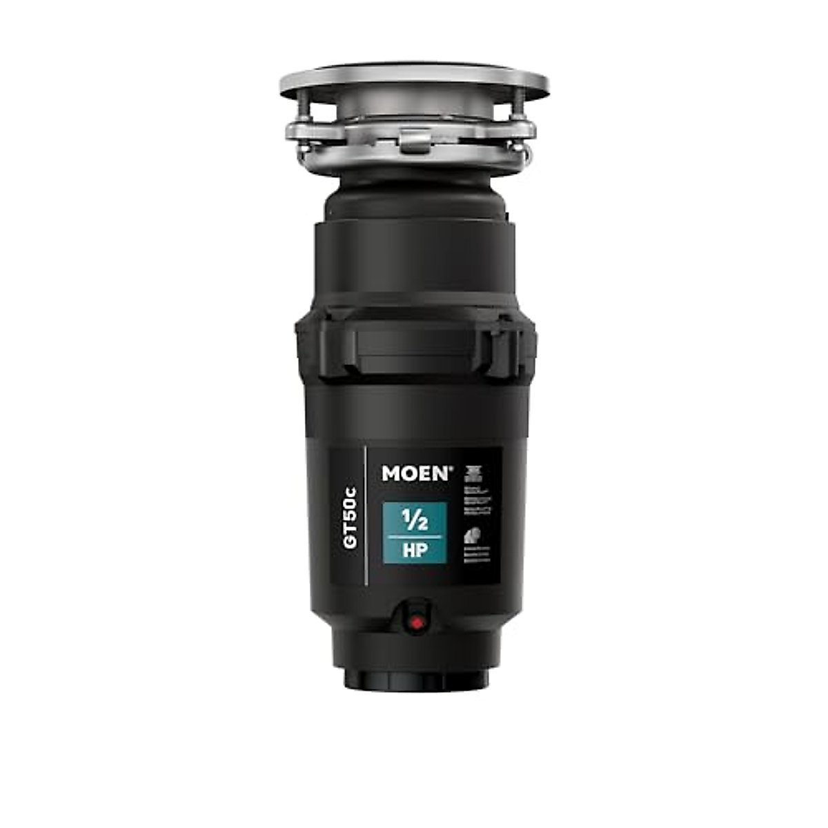 Moen Prep Series Disposer 1/2 Horsepower Continuous Feed Garbage Disposal featuring Fast Track Technology, Power Cord Included, GT50C