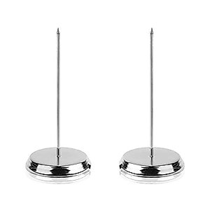 BLUECELL 2pcs Silver Color Desk Straight Rod Paper Holder Spike Stick Receipts Check Bill Fork, 5-3/4inches