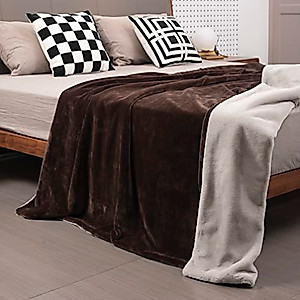 Mellowdy Faux Rabbit Fur Throw Blanket (Dark Brown, 50x60) - Plush, Luxury, Silky, Fluffy Throw for Couch, Sofa, Bed, Loveseat, Home Décor