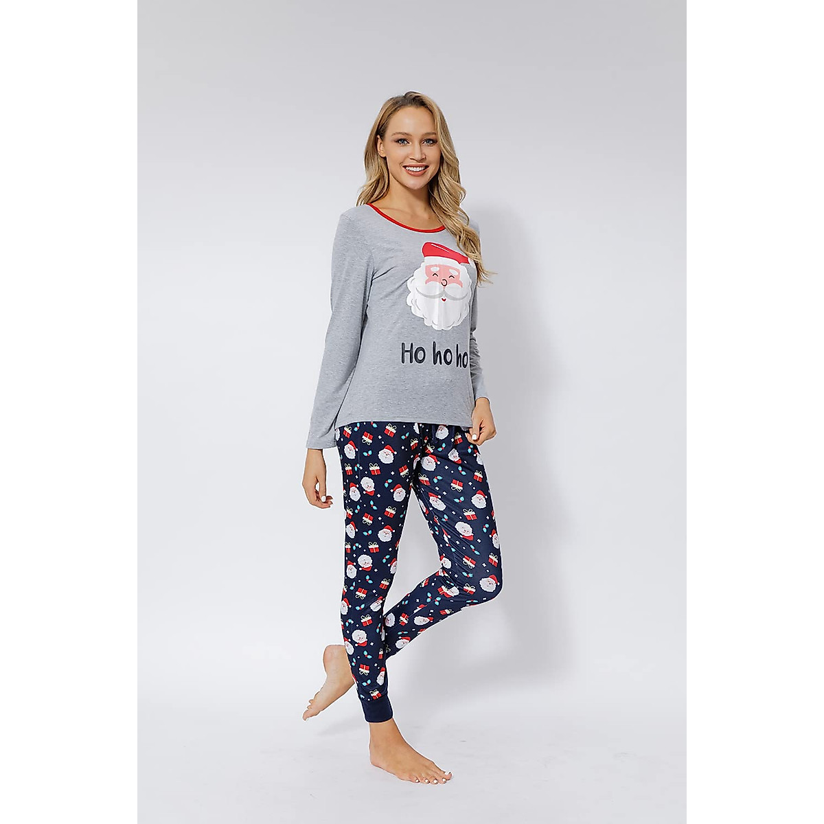 MyFav Christmas Pajamas Set Matching Family PJ's Santa Claus Printed Sleepwear for Boys and Girls, Santa Claus, 14Y