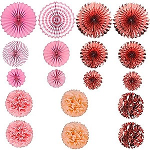 71pcs Valentines Day Rose Gold Pink Hanging Paper Fans Decorations - Wedding Bachelorette Party Barbecue Birthday Party Holidays Picnic Circus New Years Day Party Photo Booth Backdrops Decorations