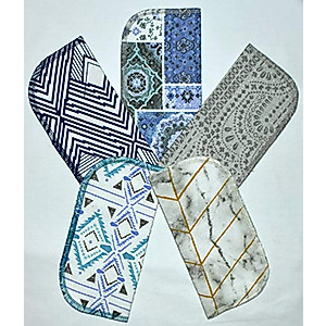 2 Ply Moroccan Tile Flannel Washable Kids Lunchbox Napkins 8x8 inches 5 Pack - Little Wipes (R) Flannel