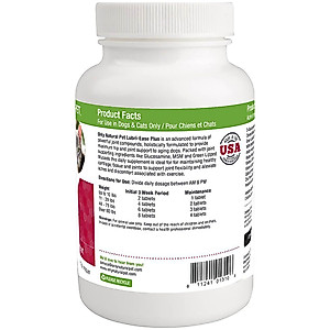 Only Natural Pet Lubri-Ease Plus Advanced Hip & Joint Supplement Glucosamine, Chondroitin & MSM Formula for Dogs and Cats - 90 Chewable Tablets
