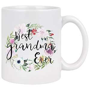 YHRJWN Best Grandma Ever Mug Best Grandma Gifts - Grandma Coffee Mug - Grandma Birthday Gifts from Granddaughter Grandchildren Grandson - Coffee Mug Gifts for Grandma 11Oz