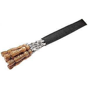 CKG BBQ 6 PCS Skewers Shashlik Shampur Kebab | Barbecue Meat Mangal Grill Russian | Wooden Handle Camping Outings Cooking Tools | 3mm
