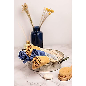 COCOTTON Boho Striped Turkish Hand Towels Set of 2 | 100% Cotton, 16 x 40 Inches | Decorative Bathroom Hair Face Gym Yoga Dishcloth Tea Kitchen Light Weight Quick Dry Farmhouse Towel (Mustard)