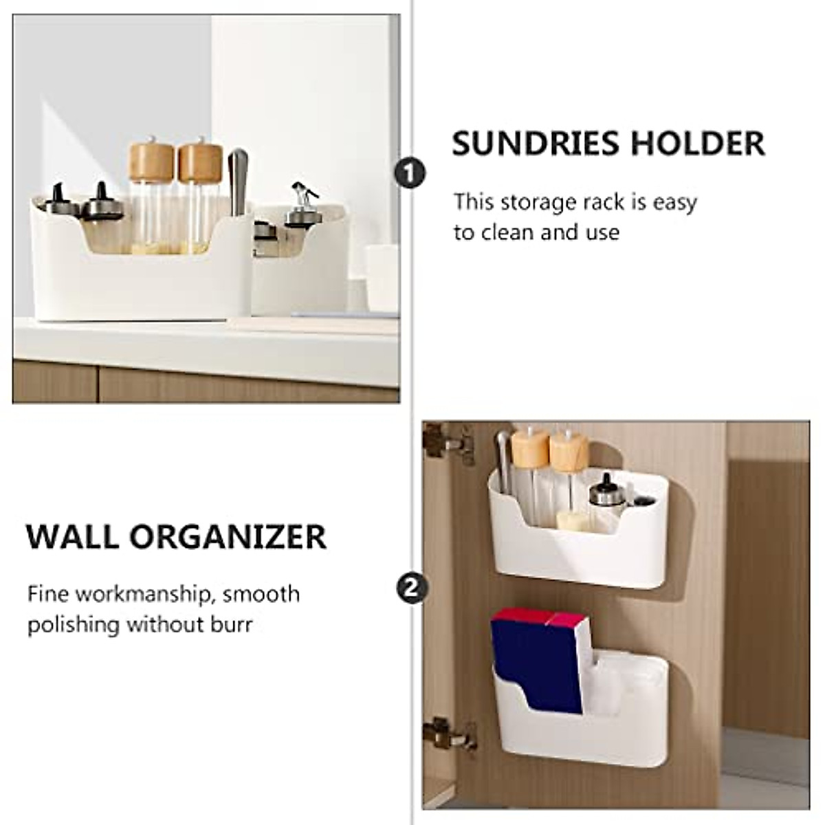 Hanging Storage Box Wall Mount: White Sundries Holder Self Adhesive Wall Organizer Punch Free Shelf Holder for Phone Reading Glasses Remote Control Remote Control Holder