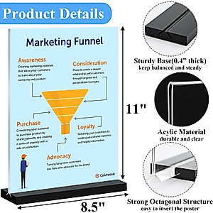 6Pack Acrylic Sign Holder 8.5x11 Vertical ,Clear Sign Holder Double-Sided ,Plastic Flyer Stand Menu Table Display Holders,Acrylic Paper Holder Plastic Picture Frames for Office Restaurants Show Fair