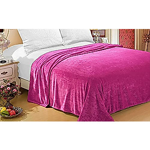 Home Must Haves Solid Hot Pink Super Soft Warm Cozy Plush Premium Bed Throw Blanket, Twin Size (75" x 80")