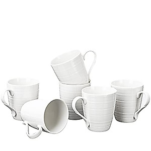 Vidalenta Coffee Mugs Set of 6, 12 oz Ceramic Coffee Cups White Coffee Mugs Latte Mugs, Tea Cups Drinking Cups for Cocoa or Hot Chocolate, Microwave & Dishwasher Safe