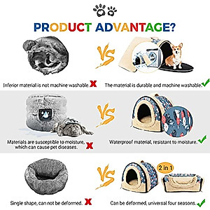 SOFYIALI Guinea Pig Hideout, Hamster Hideout, 2 in 1 Transformable Small Animal Bed Four Seasons General, Suit for Hamster Chinchilla Hedgehog Guinea Pig Rabbit Hideout Bed