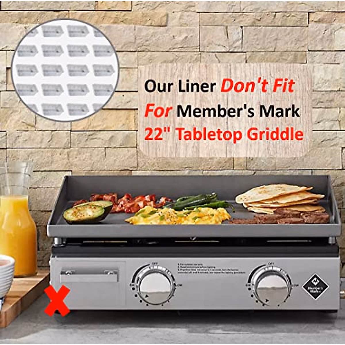 20-pack Grease Tray Liners/Drip Pans Replacement for Member's Mark 4-Burner Outdoor Flat Top Gas Griddle and Pro-Series 5-Burner Gas Griddle