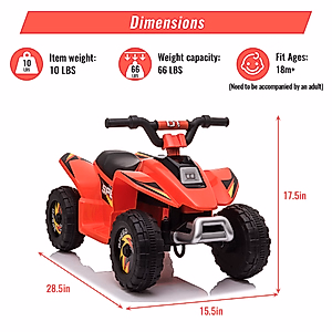 COLOR TREE Kids ATV, 6V Battery Powered Kids Electric Vehicle, 4 Wheeler Quad, 2 Speeds, Forward/Reverse Switch, Motorized Ride On Mini Vehicle Car for Toddlers Boys Girls, Ride on ATV