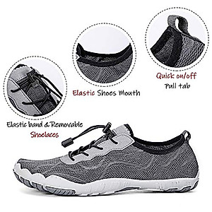 HIITAVE Men Barefoot Water Shoes Beach Aqua Socks Quick Dry for Outdoor Sport Hiking Swiming Surfing Gray 9.5 M US Men