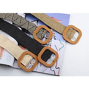 CaySep 2PC Women's Elastic Belt Vintage Dress Belt Elastic Waist Cinch Belt(S-M)