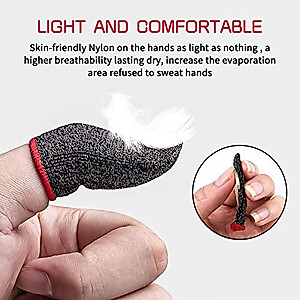 Newseego Finger Sleeve Sets for Gaming Mobile Game Controller Thumb Sleeves [20 Pack], Anti-Sweat Breathable Touchscreen Sensitive Aim Joysticks Finger Set for Rules of Survival/Knives Out (Red)