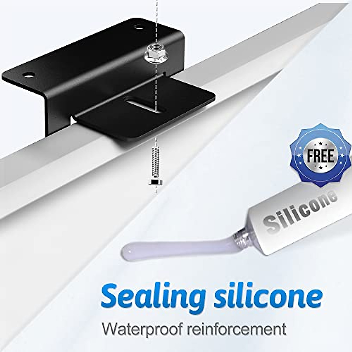 Solar Panel Mounting Bracket Aluminum Solar Panel Z Brackets Roof Solar Panel Bracket for RV, Boat, Wall, Caravans, Yacht and Other Off Gird Installation, Set of 4 Units, Black