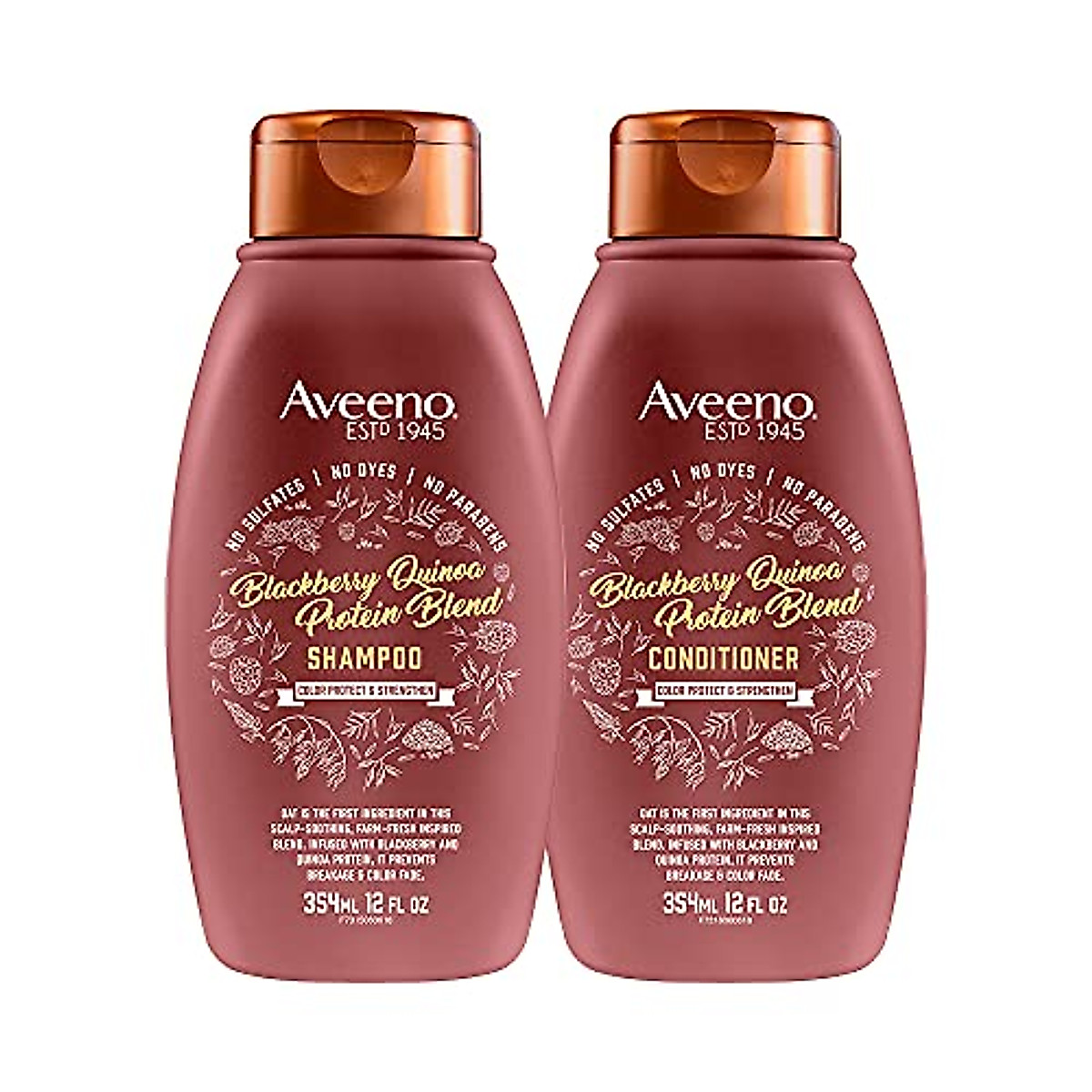 Aveeno Color Protect & Strengthen+ Blackberry & Quinoa Conditioner (12 Fl Oz) with Aveeno Color Protect Strengthen+ Blackberry Quinoa Shampoo, Fresh, 12 Fl Oz